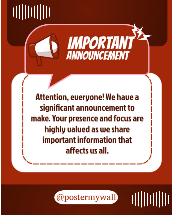 Important Announcement Template | PosterMyWall