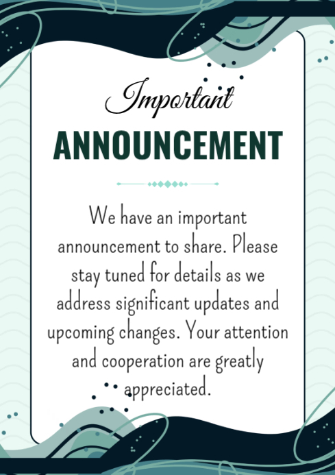 Important Announcement Template | PosterMyWall
