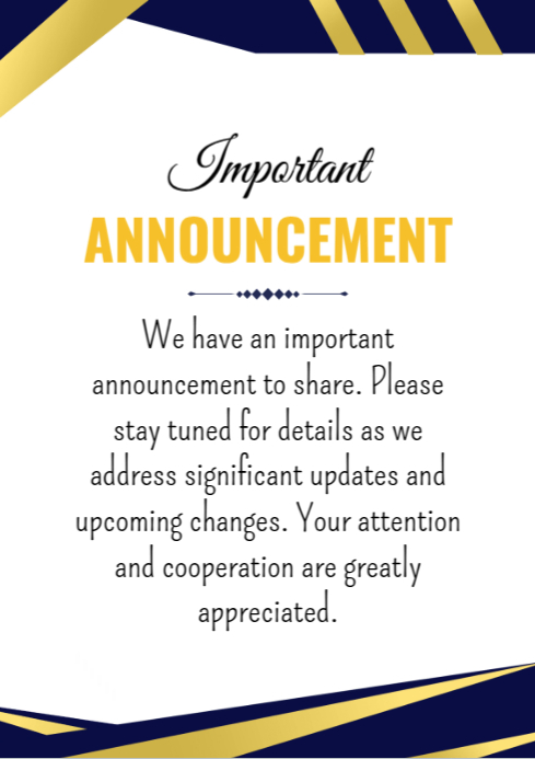 Important Announcement Template | PosterMyWall