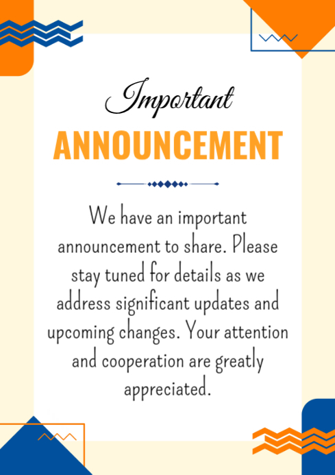 Important Announcement Template | PosterMyWall