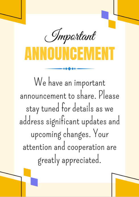 Important Announcement Template | PosterMyWall