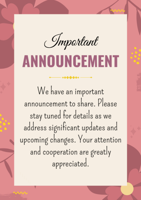 Important Announcement Template | PosterMyWall