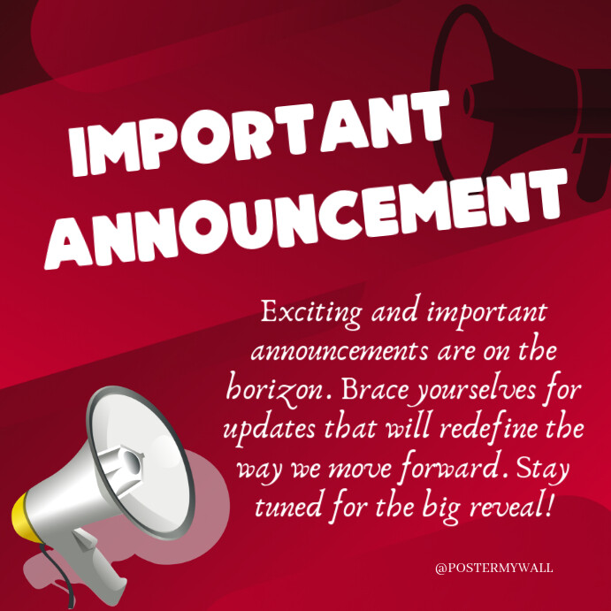 IMPORTANT ANNOUNCEMENT Template | PosterMyWall