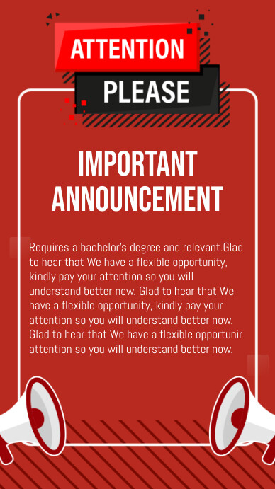important announcement Template | PosterMyWall