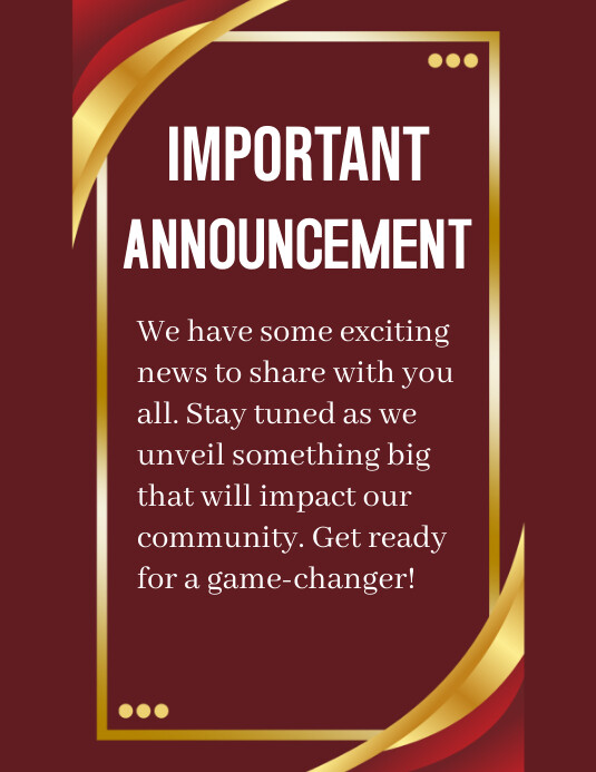 Important announcement Template | PosterMyWall