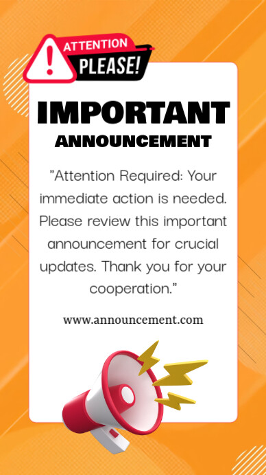 Important Announcement Template | PosterMyWall