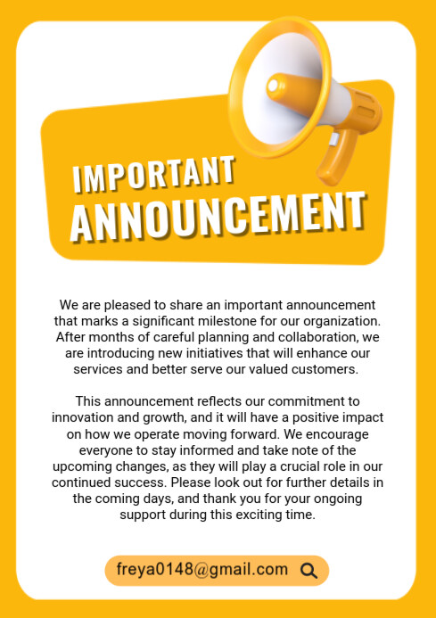 Important announcement Template | PosterMyWall