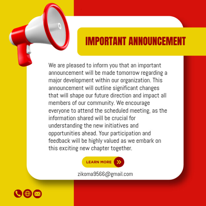 Important announcement Template | PosterMyWall