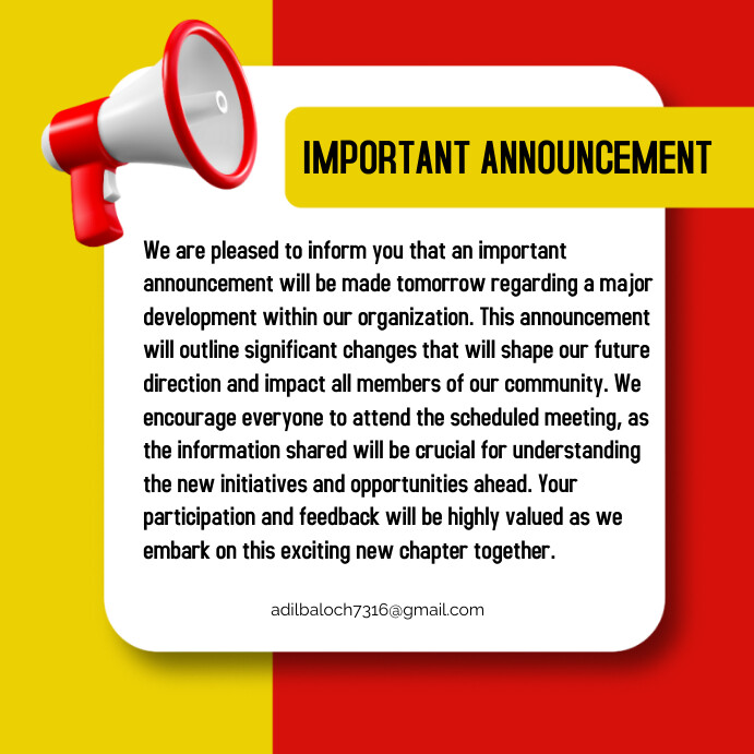Plantilla de Important announcement | PosterMyWall
