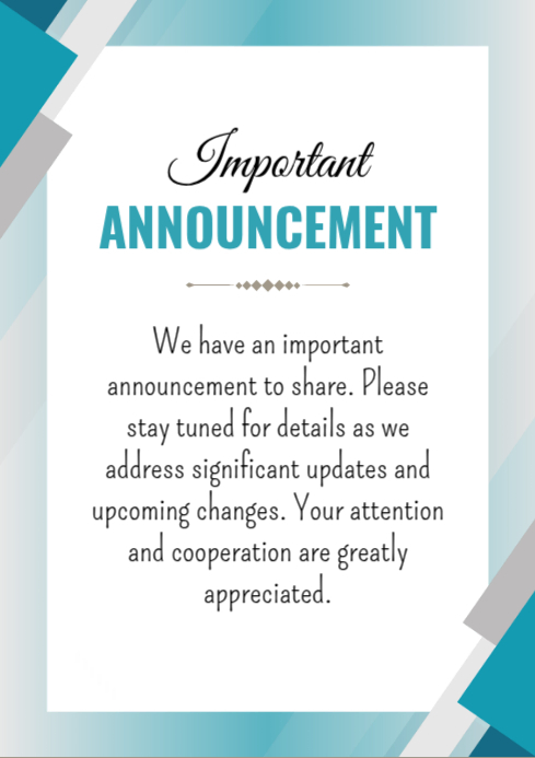 Important Announcement Template | PosterMyWall