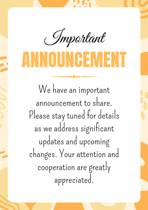 Important Announcement Template | PosterMyWall