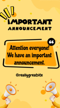 Important Announcement Instagram Story Template | PosterMyWall