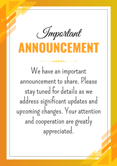 Plantilla de Important Announcement | PosterMyWall
