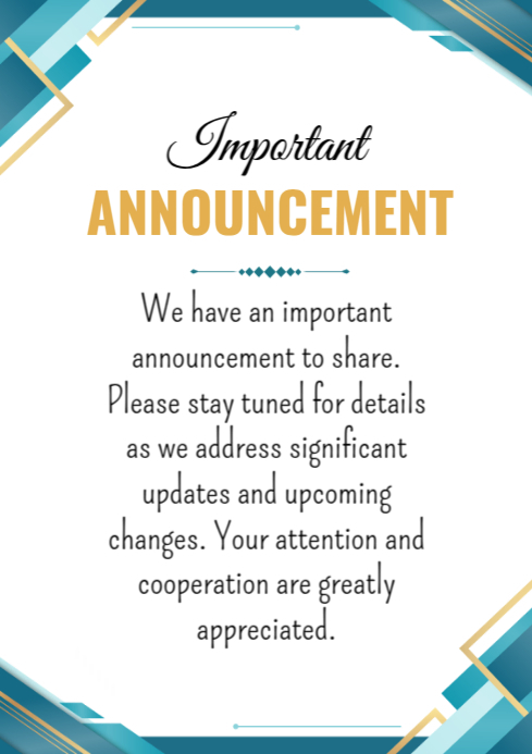Important Announcement Template | PosterMyWall