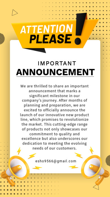 Important announcement Templat | PosterMyWall