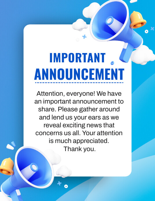 Important announcement Template | PosterMyWall