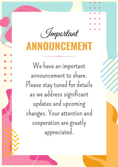 Plantilla de Important Announcement | PosterMyWall