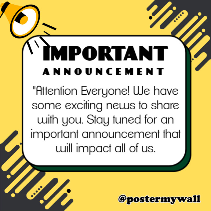 Important announcement Template | PosterMyWall