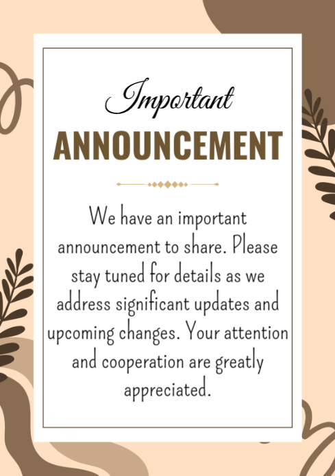 Important Announcement Templat | PosterMyWall