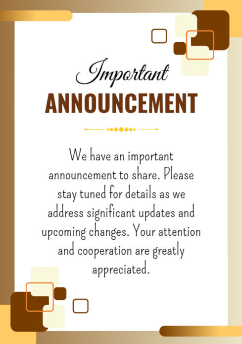 Important Announcement Template | PosterMyWall