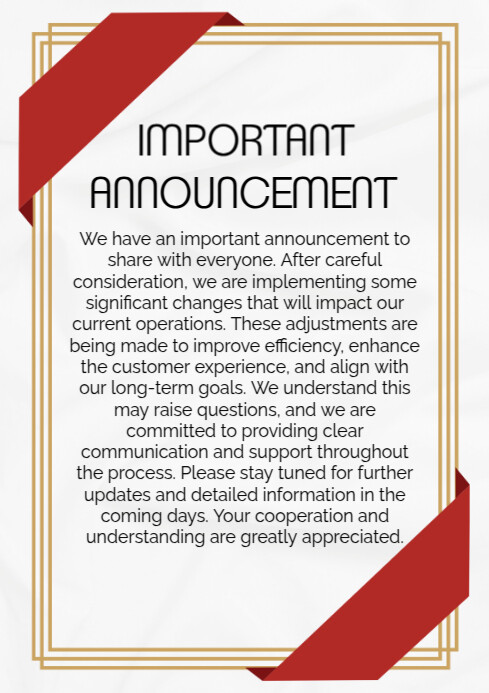 Important announcement Template | PosterMyWall