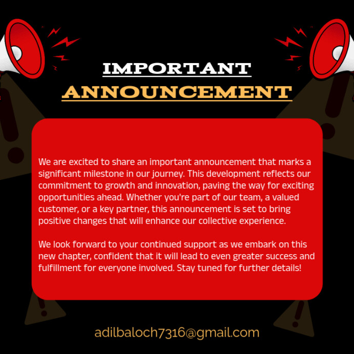 Important announcement Template | PosterMyWall