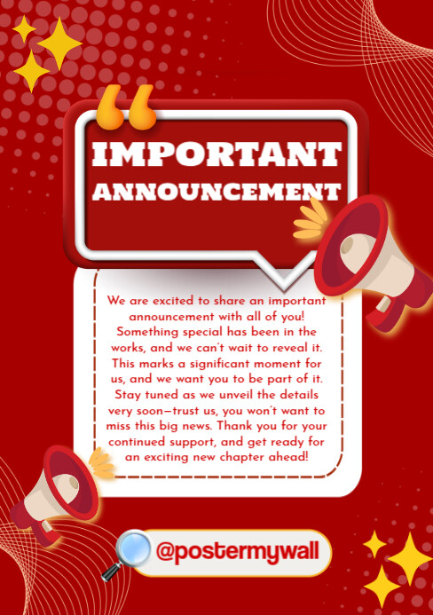 Important Announcement Template | PosterMyWall
