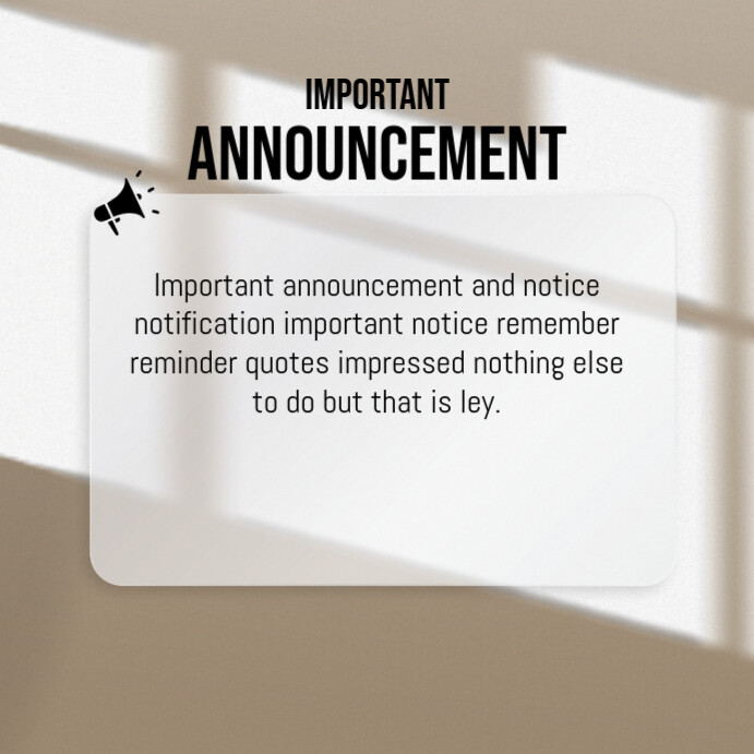 Copy of important announcement | PosterMyWall