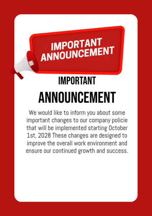Important announcement Template | PosterMyWall