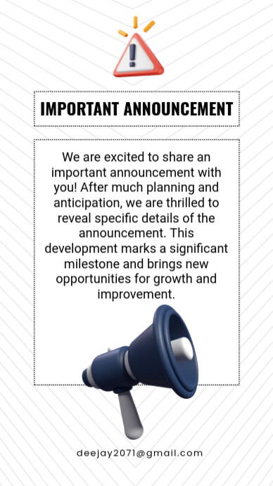 Important Announcement Template | PosterMyWall