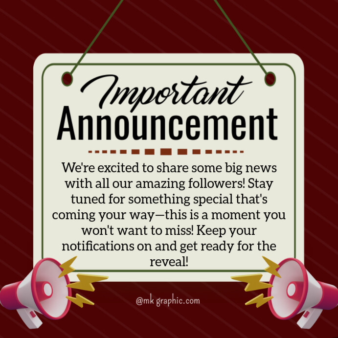 Important announcement Template | PosterMyWall