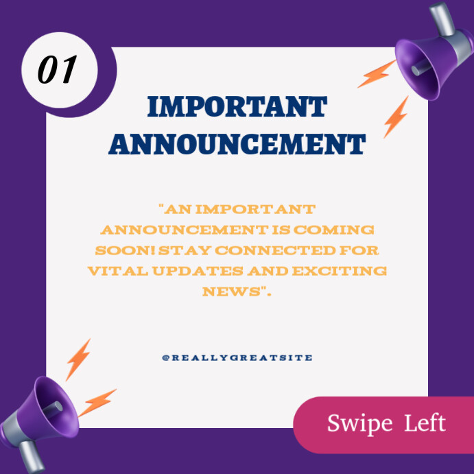Important announcement instagram post Template | PosterMyWall