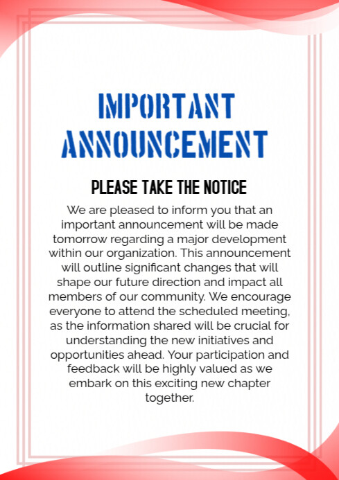 Plantilla de Important announcement | PosterMyWall