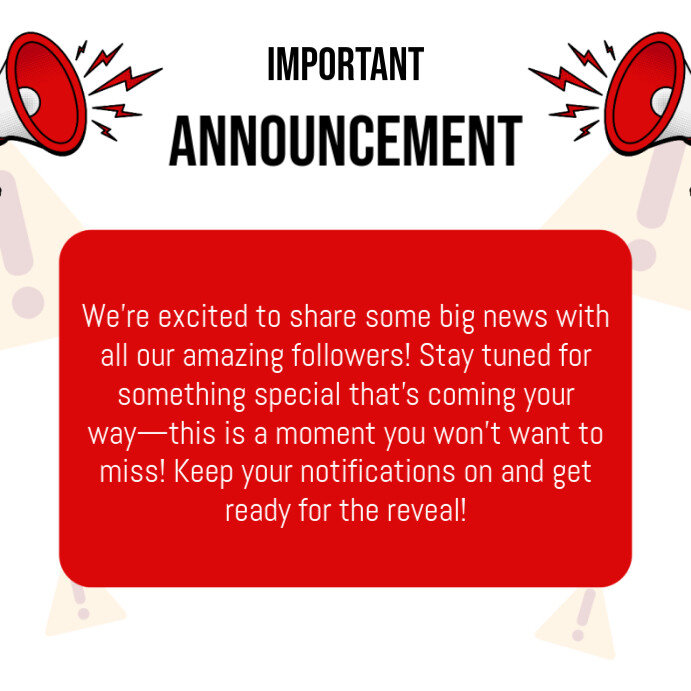 Modèle important announcement | PosterMyWall