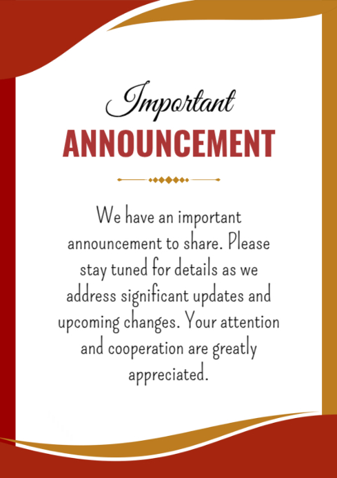 Important Announcement Template | PosterMyWall