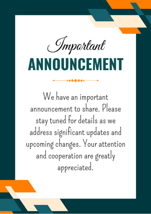 Important Announcement Template | PosterMyWall