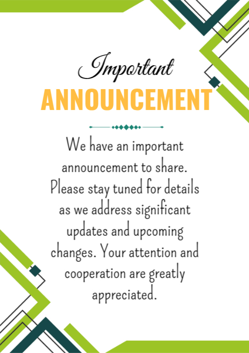 Important Announcement Template | PosterMyWall