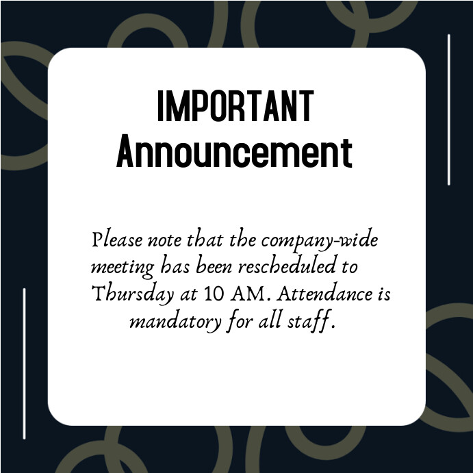 Important announcement Template | PosterMyWall