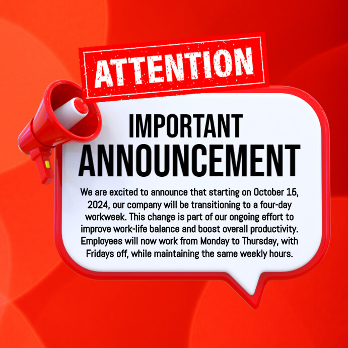 Important announcement Template | PosterMyWall
