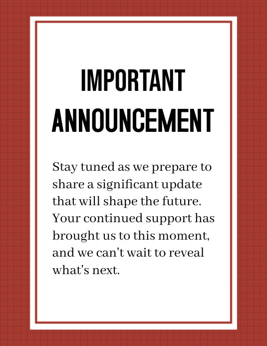 Important announcement Templat | PosterMyWall