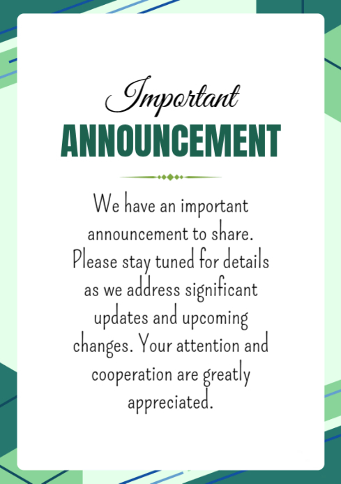 Important Announcement Templat | PosterMyWall