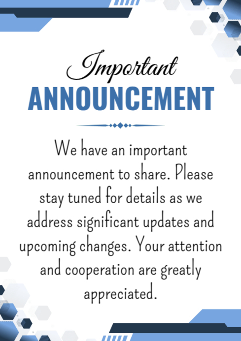 Important Announcement Template | PosterMyWall