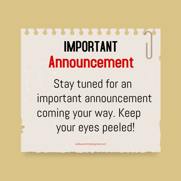 Important announcement Template | PosterMyWall