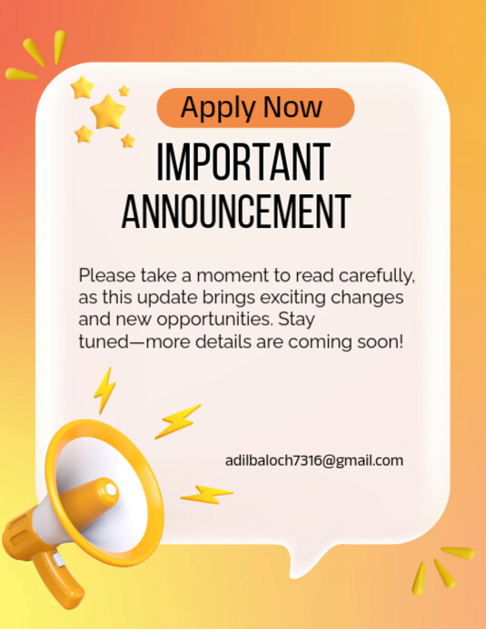 Important announcement Template | PosterMyWall