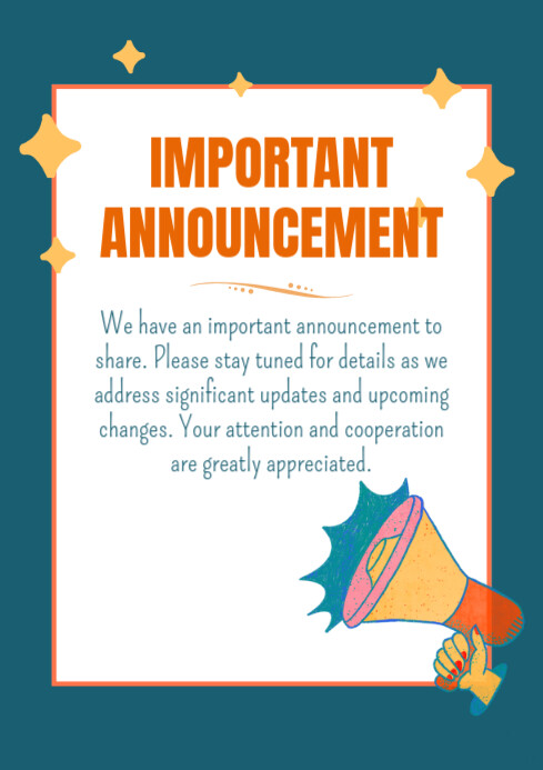 Important Announcement Template | PosterMyWall