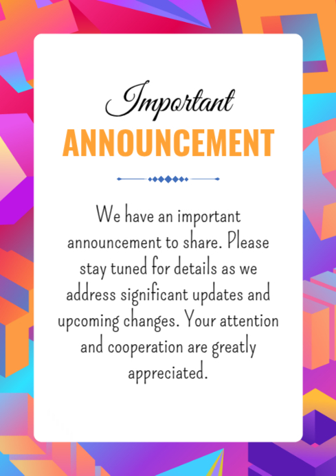 Important Announcement Template | PosterMyWall