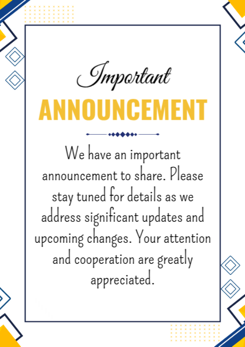 Important Announcement Template | PosterMyWall