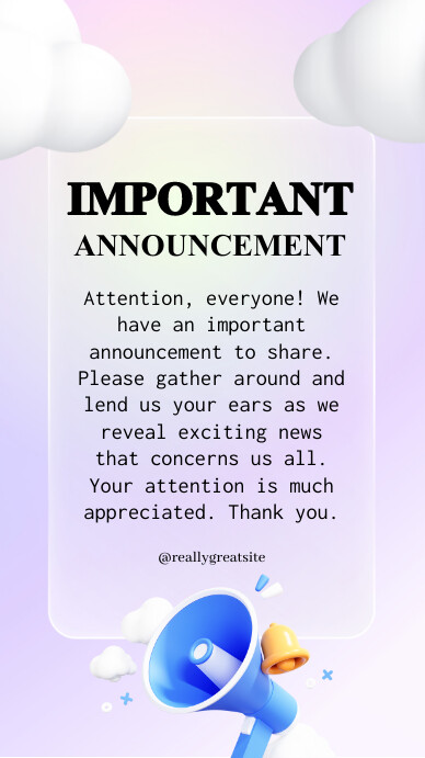 Important Announcement Template | PosterMyWall