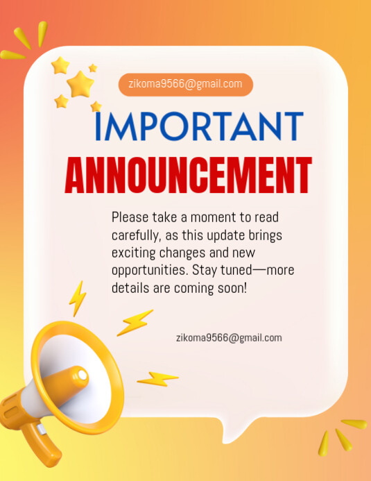Important announcement Template | PosterMyWall