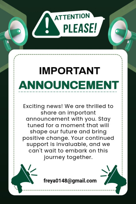 Important announcement Templat | PosterMyWall